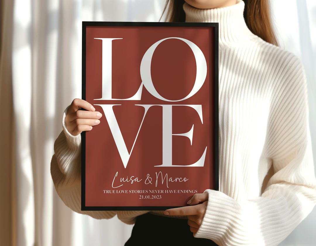 Personalized Couples LOVE Wedding Gift Print, Custom Date Print for ...