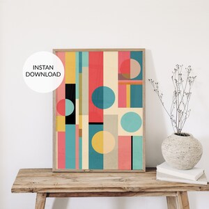 Mid-century Modern Art, Printable Poster, Colorful Wall Decor, Abstract ...