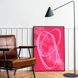 Pink and Red Wall Art. Modern Poster. Pink Home Decor. Abstract Pink ...