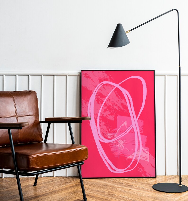 Pink and Red Wall Art. Modern Poster. Pink Home Decor. - Etsy