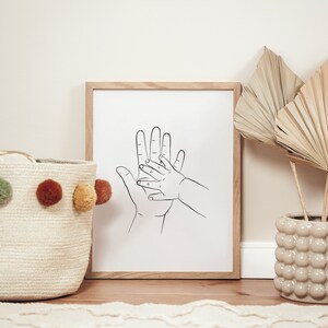 Mother and Baby Art. Hand Line Drawing. Holding Baby Hand Line Art ...