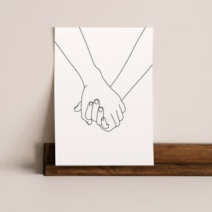 Holding Hands Print, Line Drawing Print, Hands Line Art, Line Art, Line ...