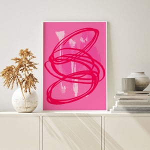 Pink and Red Wall Art. Modern Poster. Pink Home Decor. Abstract Pink ...