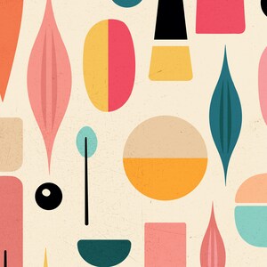 Mid-century Modern Art, Printable Poster, Colorful Wall Decor, Abstract ...