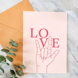 I Love You Sign Language Line Art, Love Hands Gesture, Pink Art, Line ...