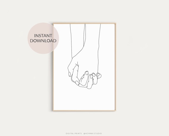 Hands Line Art Line Art Line Drawing Print Holding Hands - Etsy
