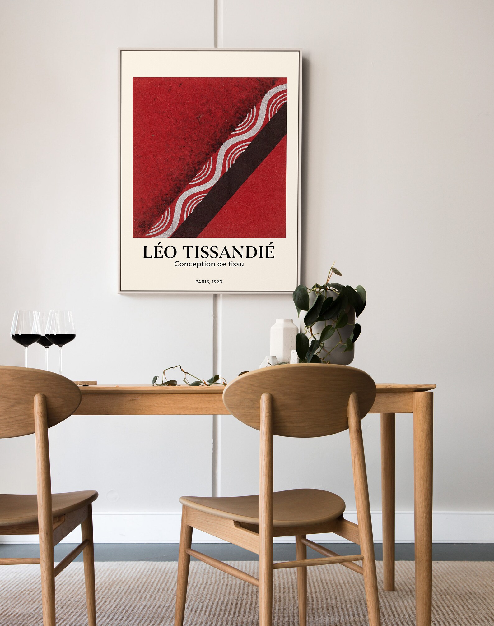 Red Poster. Fabric Design. Mid Century Modern. Red Room Decor. - Etsy