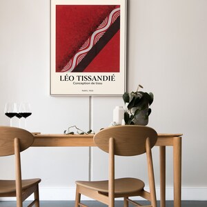 Red Poster. Fabric Design. Mid Century Modern. Red Room Decor. Vintage ...