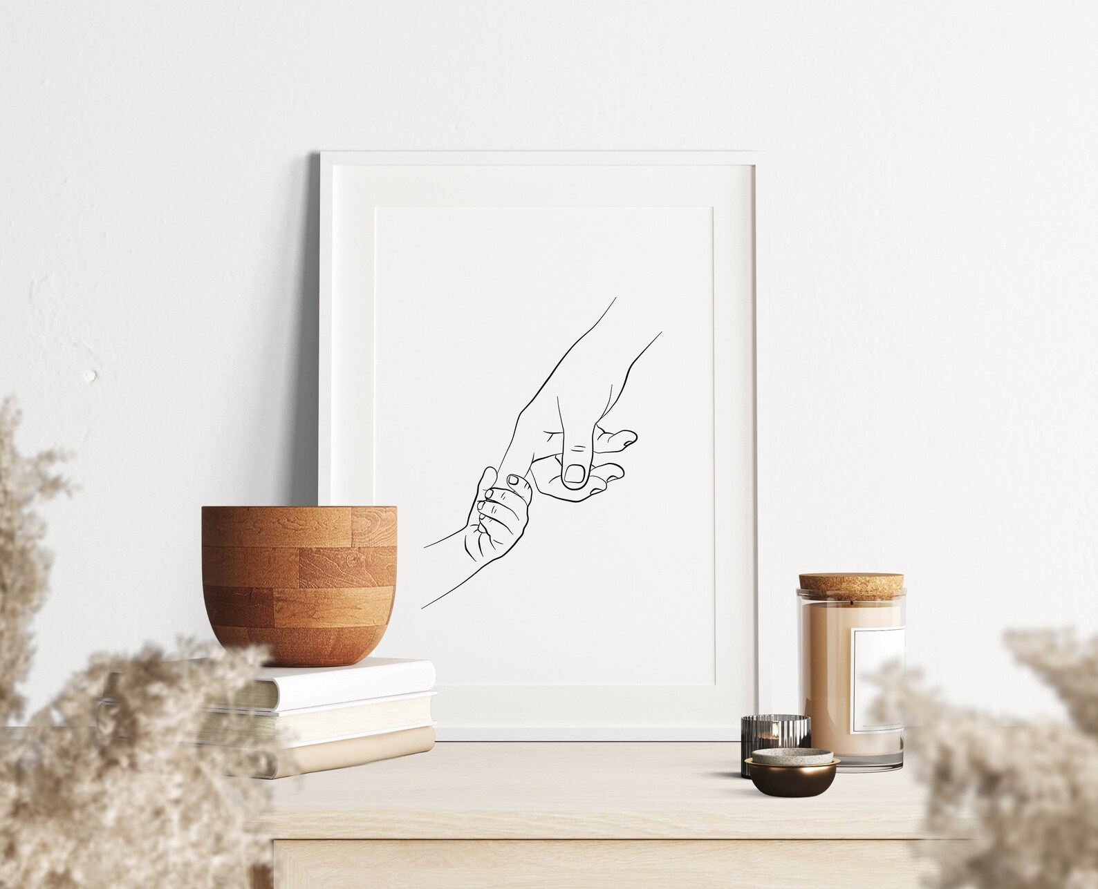 Mother and Baby Art. Hand Line Drawing. Holding Baby Hand Line - Etsy