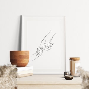 Mother and Baby Art. Hand Line Drawing. Holding Baby Hand Line - Etsy