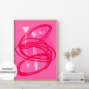 Pink and Red Wall Art. Modern Poster. Pink Home Decor. - Etsy