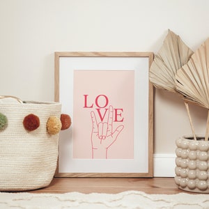 I Love You Sign Language Line Art, Love Hands Gesture, Pink Art, Line ...