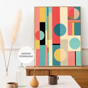 Mid-century Modern Art, Printable Poster, Colorful Wall Decor, Abstract ...