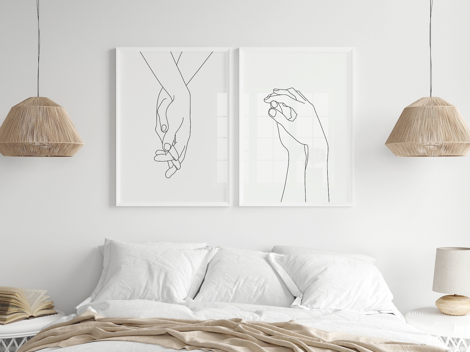 Holding Hands Line Art Print Set: Minimalist Couple Gift (digital Print ...