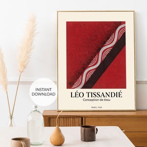 Red Poster. Fabric Design. Mid Century Modern. Red Room Decor. Vintage ...