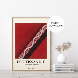 Red Poster. Fabric Design. Mid Century Modern. Red Room Decor. Vintage ...