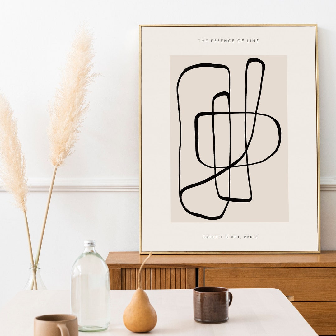 Modern Neutral Beige Abstract Line Art, Exhibition Poster, Minimalist ...