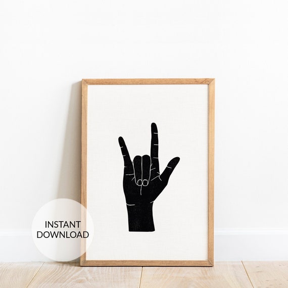 I Love You Sign Language Line Art Love Hands Gesture Line - Etsy