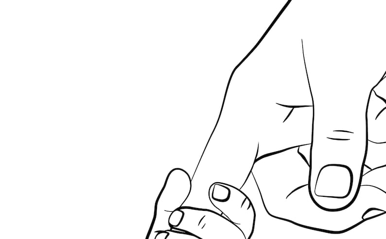 Mother and Baby Art. Hand Line Drawing. Holding Baby Hand Line - Etsy