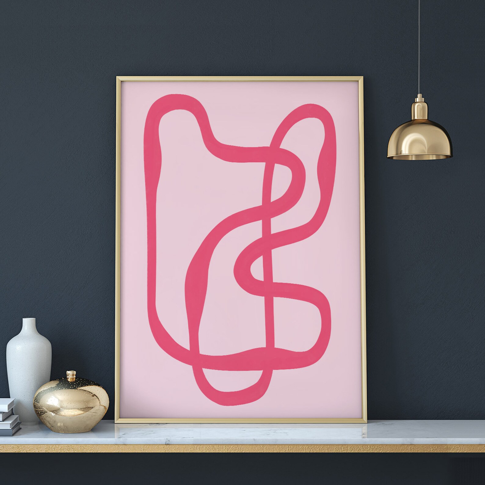 Pink Abstract Art Abstract Line Art Pink Poster Print - Etsy