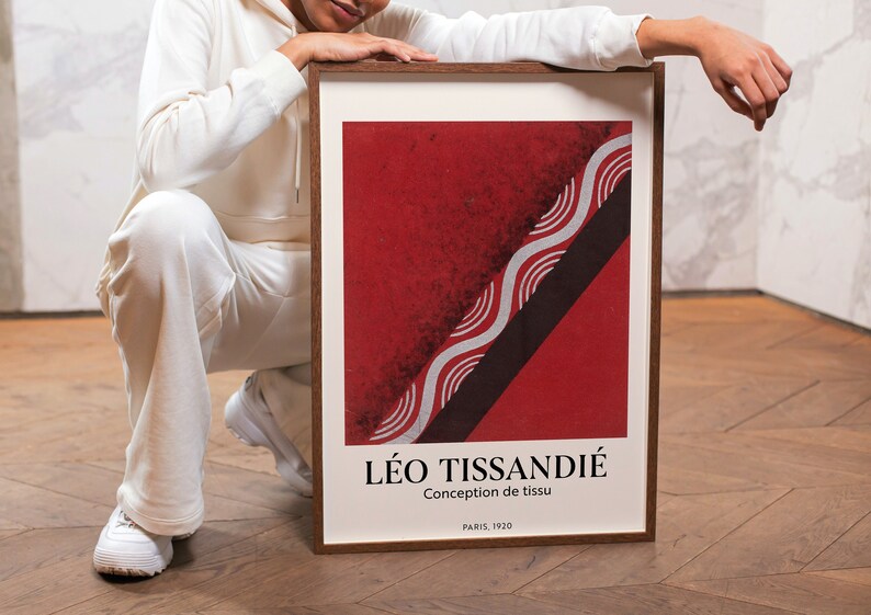 Red Poster. Fabric Design. Mid Century Modern. Red Room Decor. - Etsy