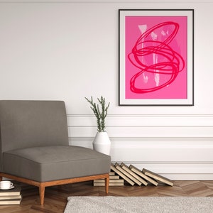 Pink and Red Wall Art. Modern Poster. Pink Home Decor. - Etsy