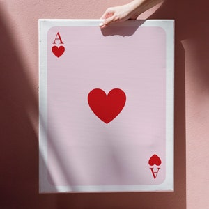 Pink Ace Card Poster. Playing Cards Poster. Ace of Hearts. Dorm Decor ...