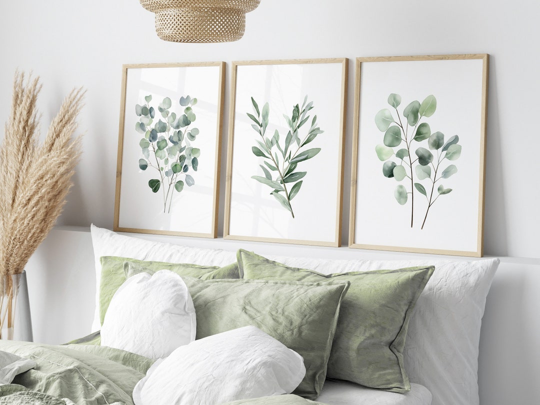 Set of 3 Eucalyptus and Sage Minimalist Watercolor Wall Art Prints ...