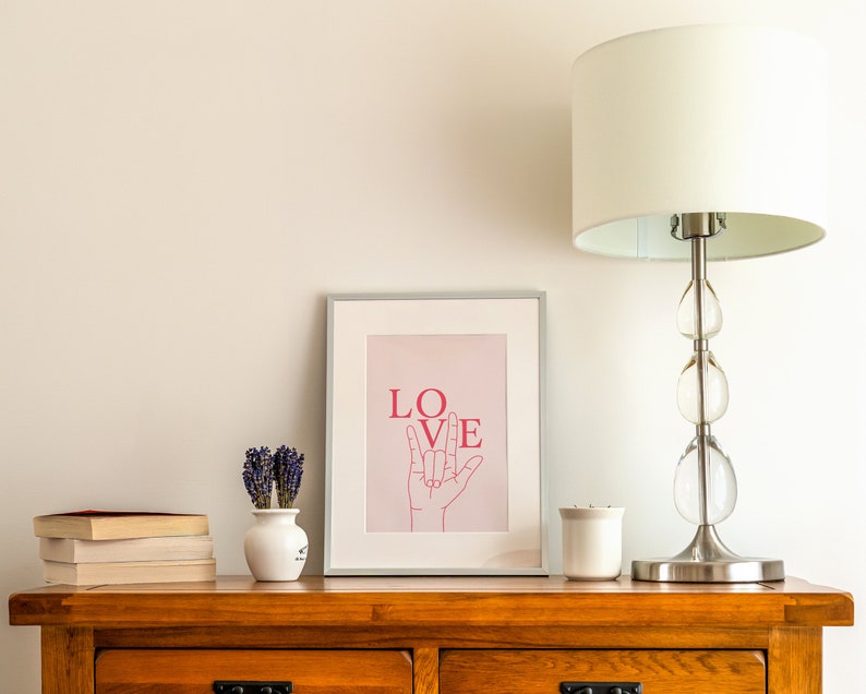 I Love You Sign Language Line Art Love Hands Gesture Pink - Etsy