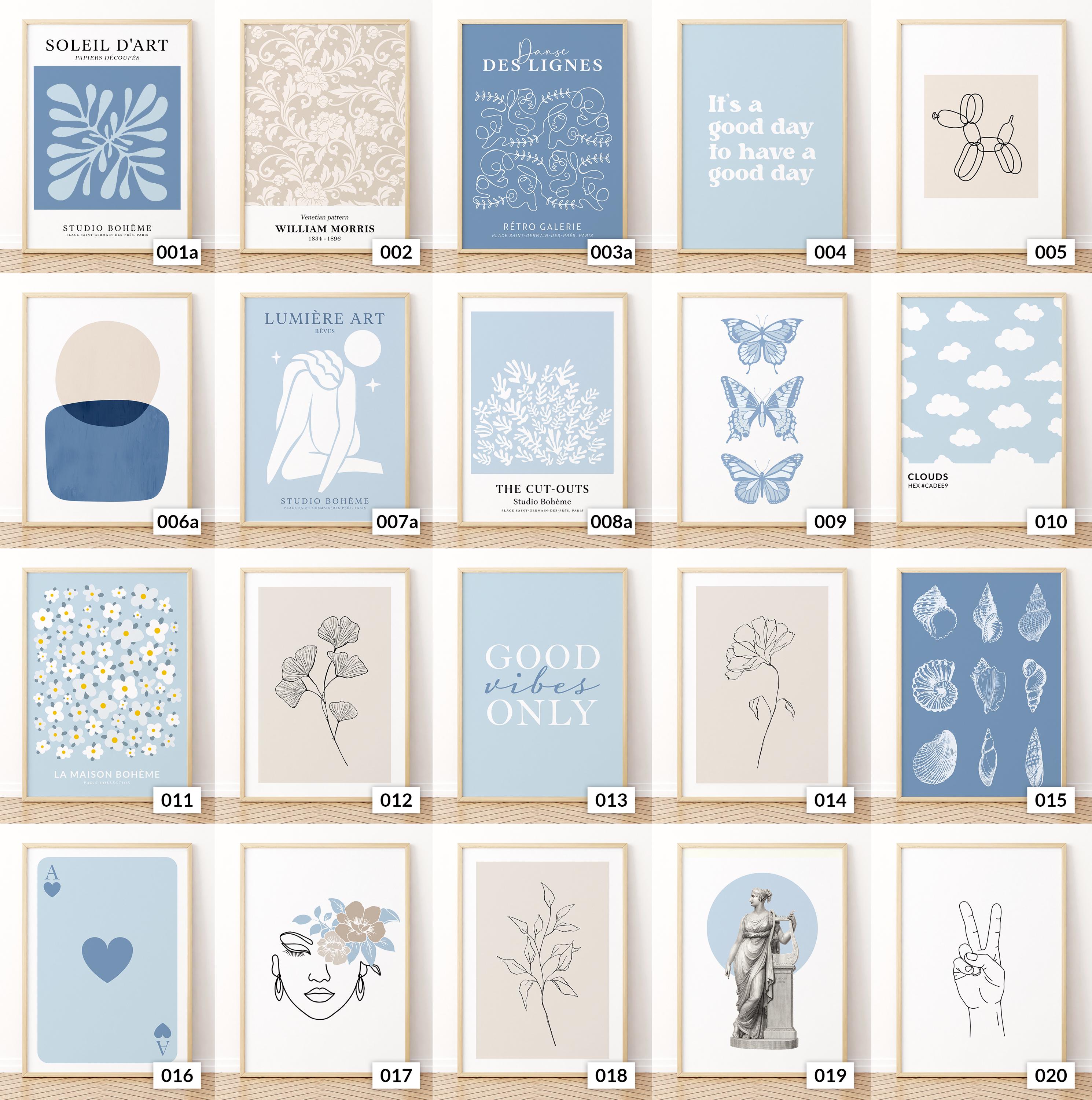 Trendy Blue Poster Set of 20 Prints, Abstract Gallery Wall Art, Blue ...