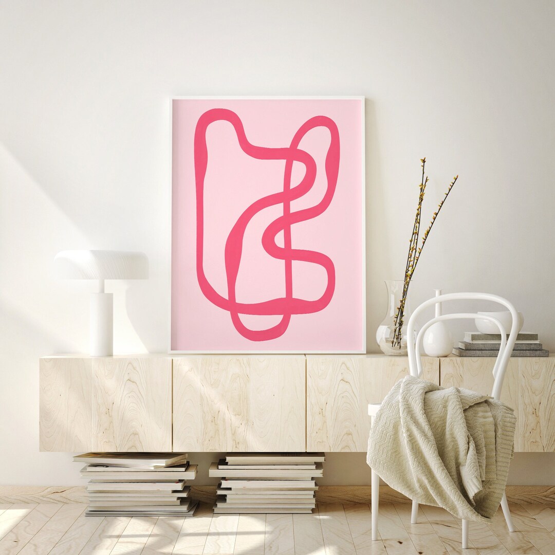 Pink Abstract Art Abstract Line Art Pink Poster Print - Etsy