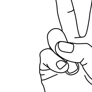 Peace Sign Line Art Print, Hand Gesture Poster, Minimalist Hands Sketch ...