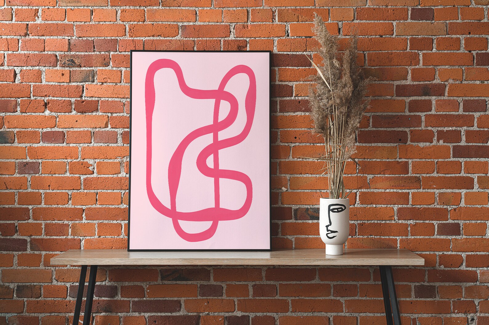 Pink abstract art Abstract line art Pink poster Print | Etsy