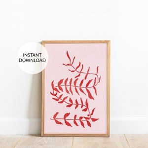 Pink and Red Wall Art, Mid Century Modern Abstract Poster, Colorful Art ...