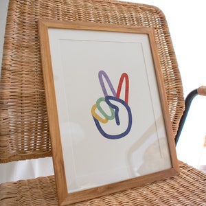 Colorful Peace Sign Wall Art Hand Sign Line Art Print. Peace Poster ...