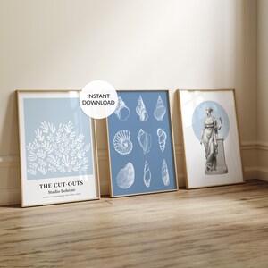 Trendy Blue Poster Set of 20 Prints, Abstract Gallery Wall Art, Blue ...