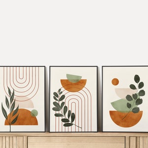 Set of 3, Botanical Wall Art Set. Boho Print Set. Trio Botanical Prints ...