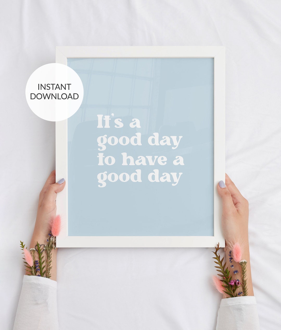 Sky Blue Good Day Poster. Danish Pastel Room Decor Poster. Positive ...