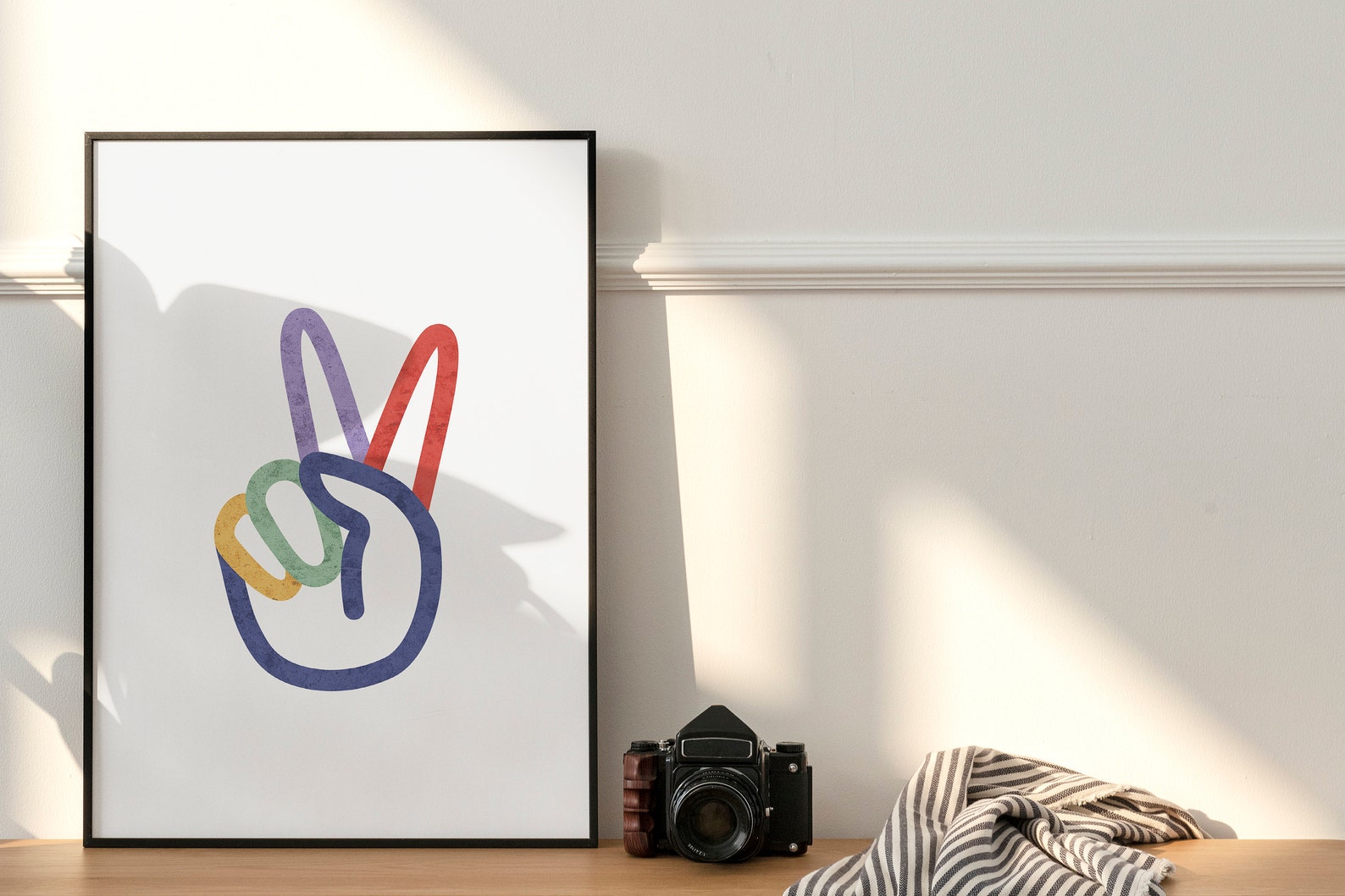 Colorful Peace Sign Print: Minimalist Line Art (digital Download) - Etsy