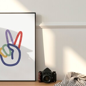 Colorful Peace Sign Print: Minimalist Line Art (digital Download) - Etsy