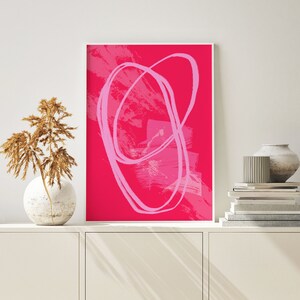 Pink and Red Wall Art. Modern Poster. Pink Home Decor. Abstract Pink ...