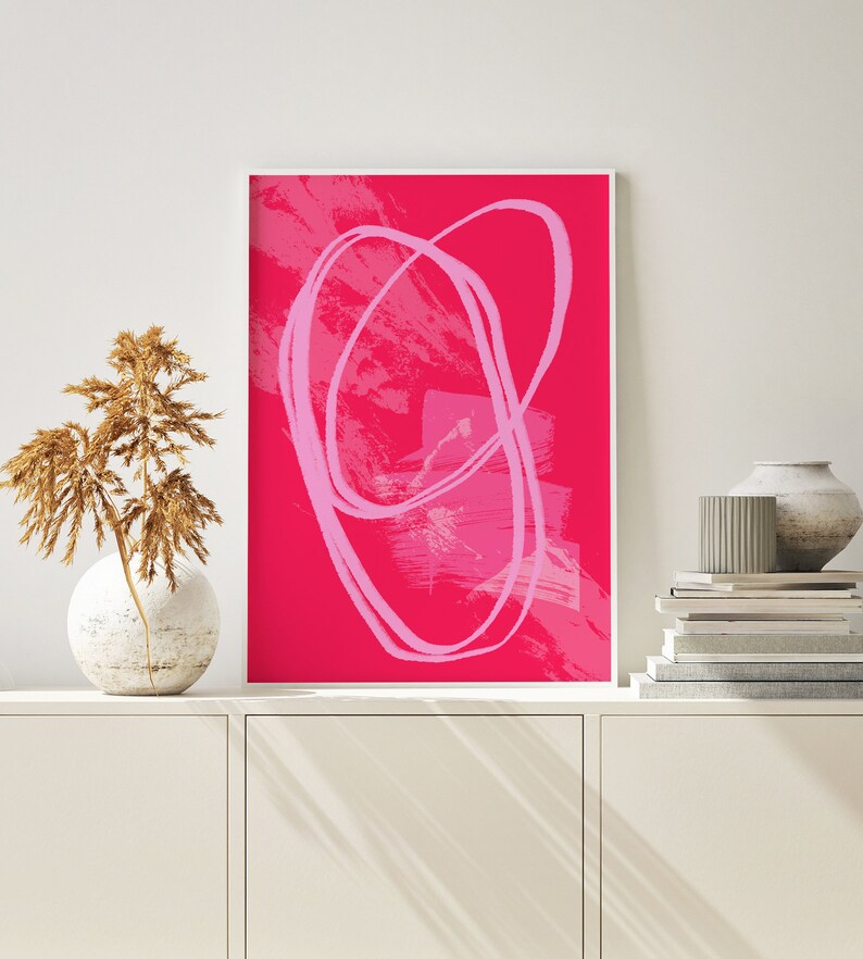 Pink and Red Wall Art. Modern Poster. Pink Home Decor. - Etsy