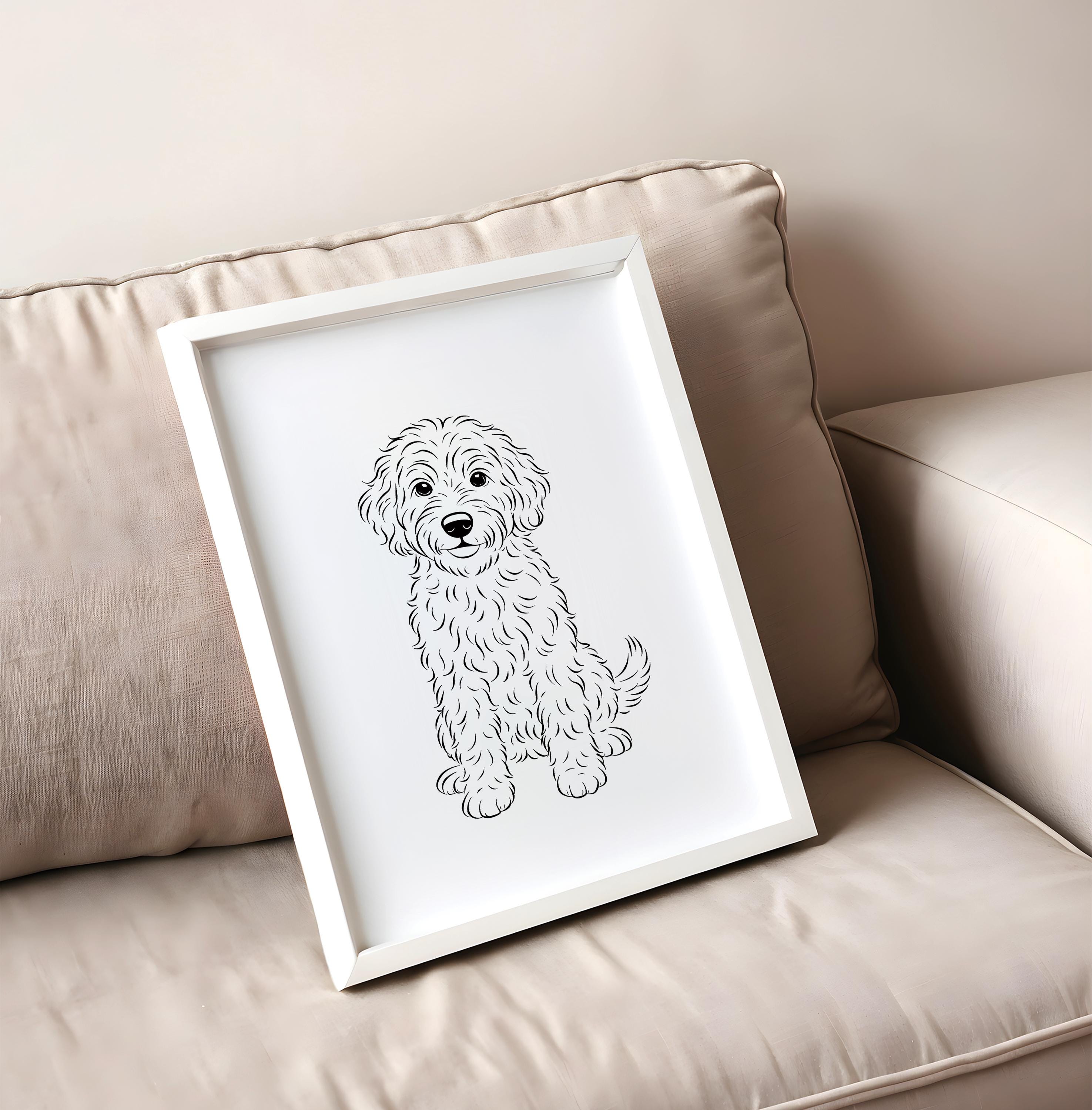 Doodle Dog Line Art Print: Minimalist Labradoodle, Goldendoodle ...