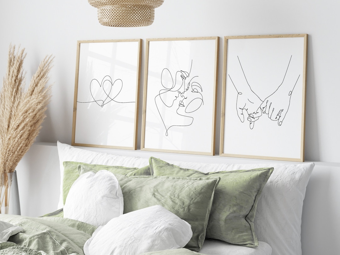 Set of 3, Line Drawing Print. Romantic Wall Art. Couple Art. Line Art ...