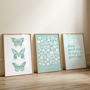 Mint Green Butterfly Wall Art Print Pastel Green Positive Quote Poster ...
