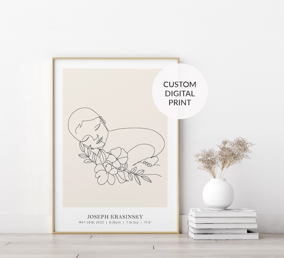 Custom Birth Poster. Baby Poster. Personalized Baby Name. Baby Line Art ...