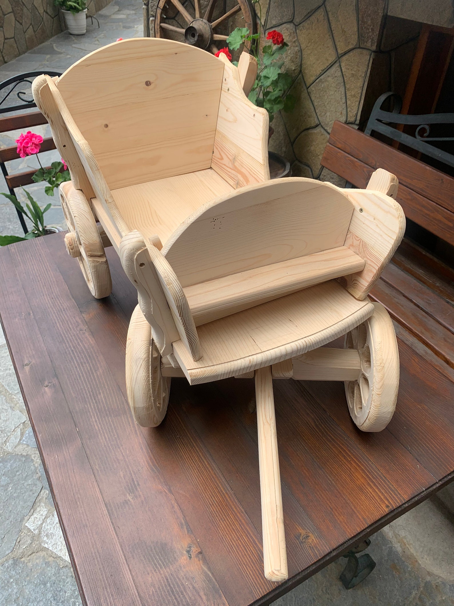 Handmade Wooden Pull Along Cart, Wooden Wagon, Handcrafted Wood ...