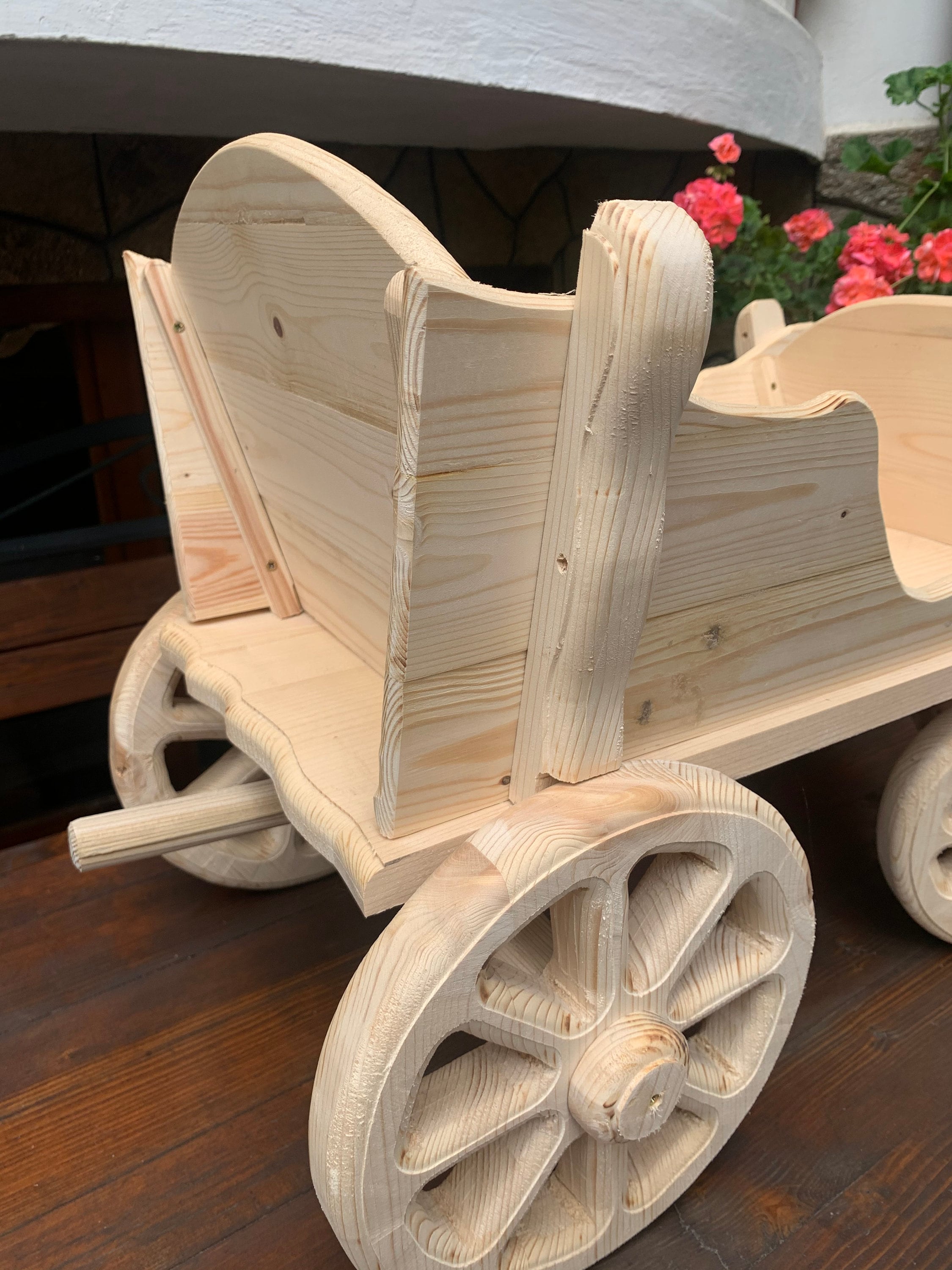 Handmade Wooden Pull Along Cart, Wooden Wagon, Handcrafted Wood ...