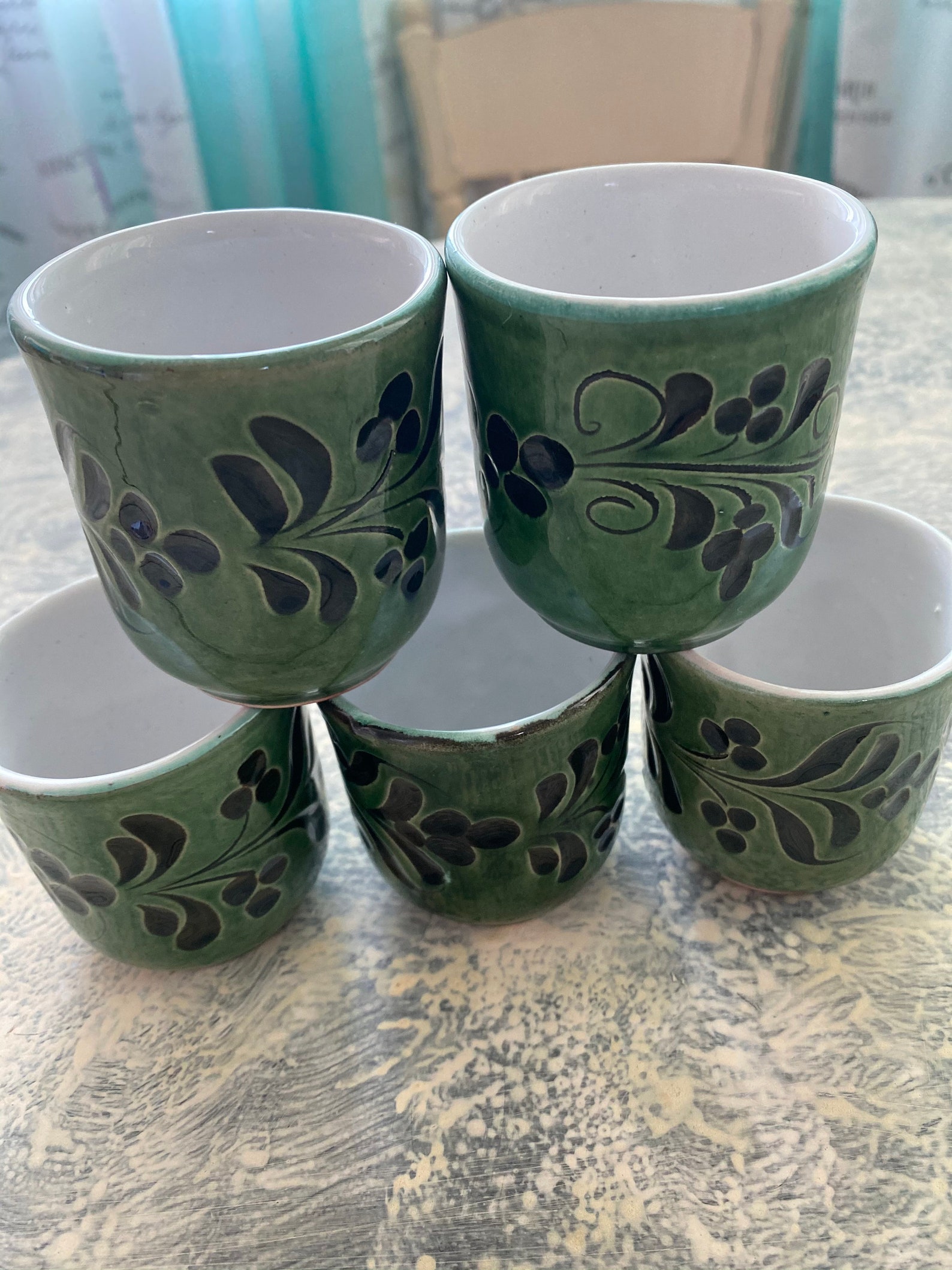 Set of 5 Colorful Ceramic Shot Glasses Vintage Pottery Set - Etsy