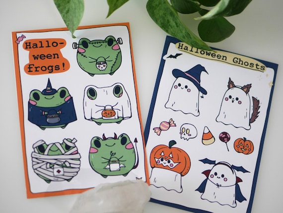 Halloween Costumes Ghost/frog Sticker-sheet - Etsy
